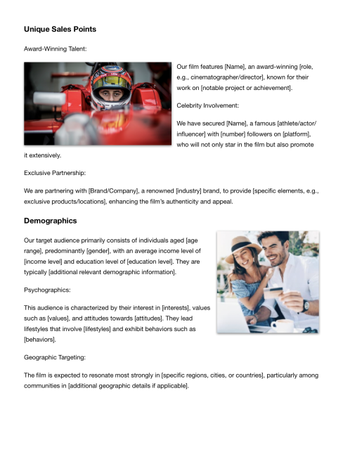 Film Business Plan - Present Financial Documents to Investors - 2024