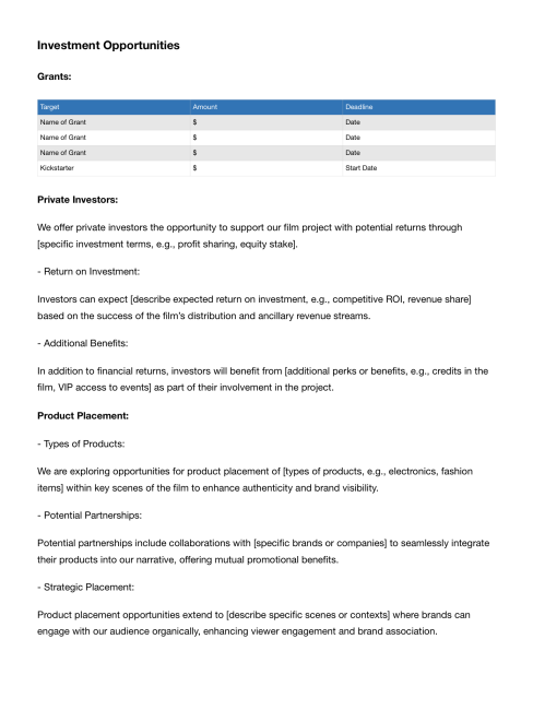 Film Proposal Template - How to Fund your Film - 2025