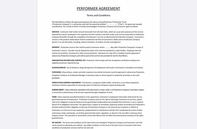 Actor Contract - Film Contract Template - FilmDaily.tv